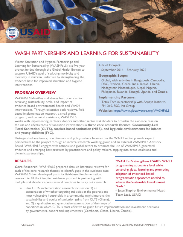 Water, Sanitation and Hygiene Partnerships and Learning for ...