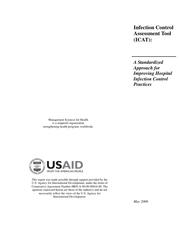 Infection control assessment tool (ICAT) : a standardized approach for ...