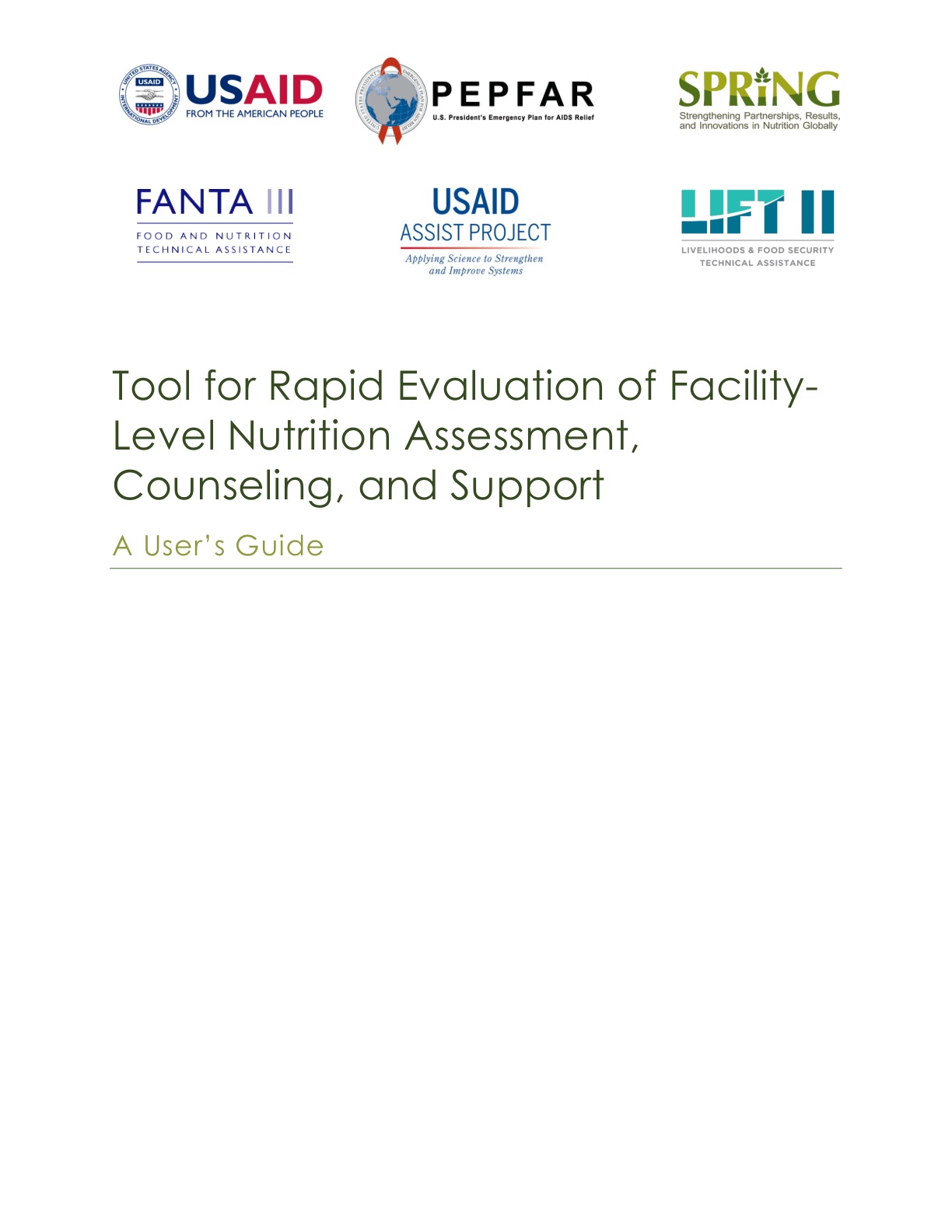 SPRING Tool for Rapid Evaluation of Facility-Level Nutrition Assessment ...