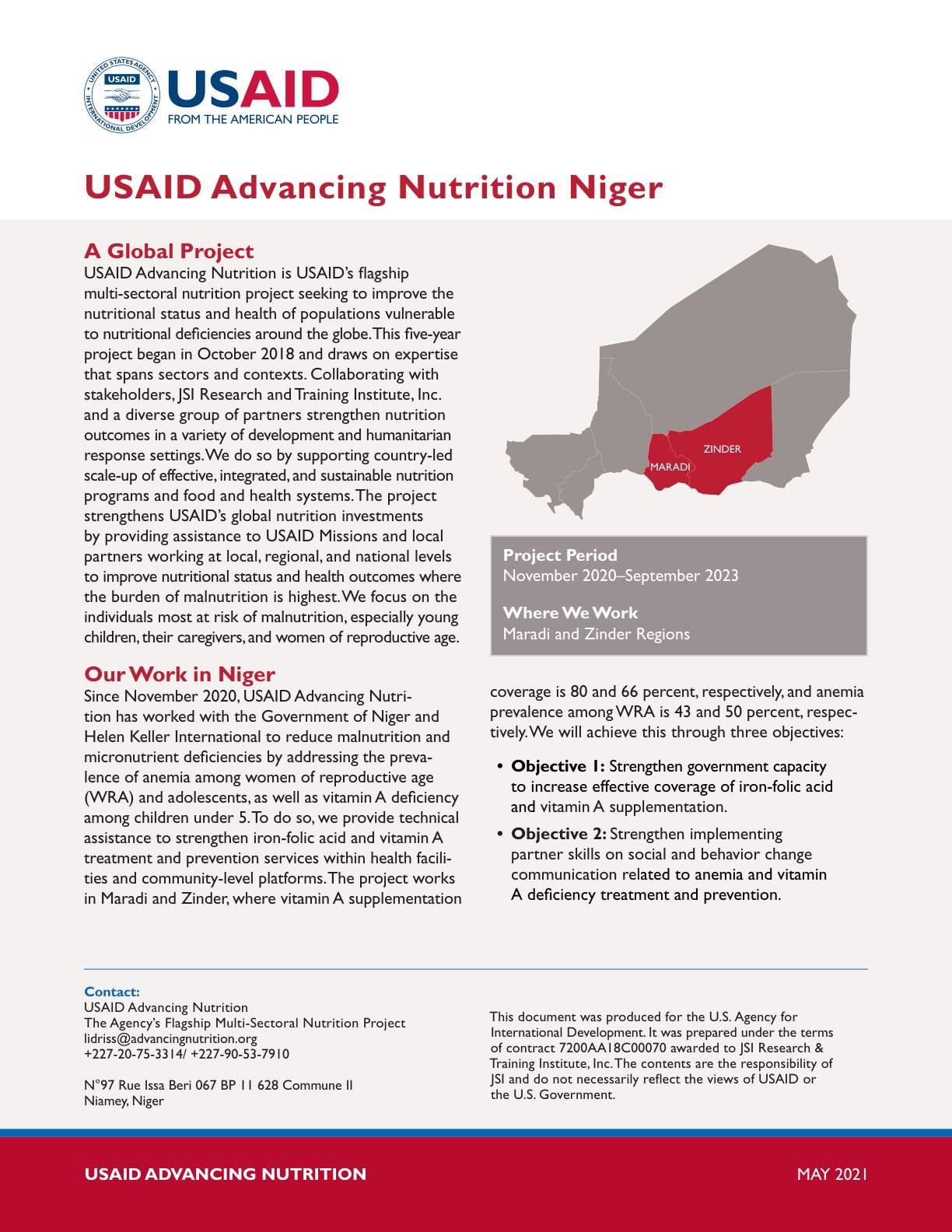 USAID Advancing Nutrition Niger Fact Sheet (May 2021) - DECfinder