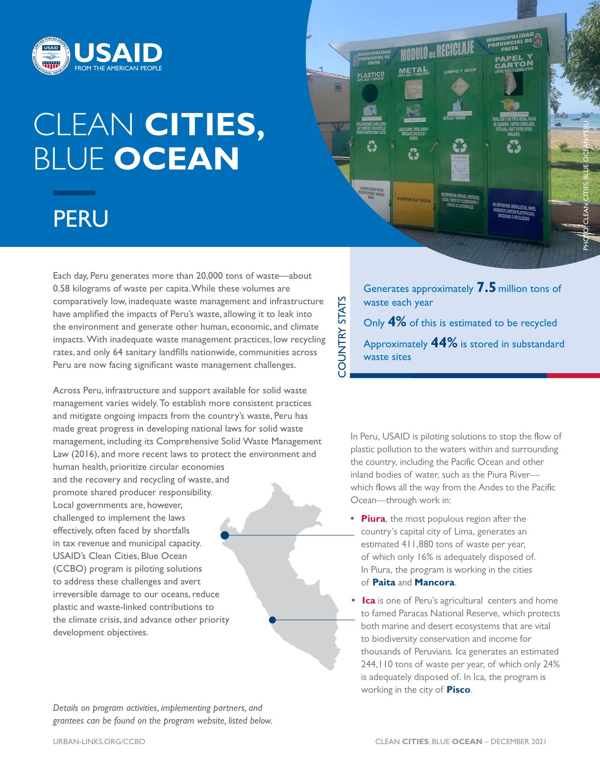 USAID Clean Cities, Blue Ocean (CCBO) Peru Program Fact Sheet - DECfinder